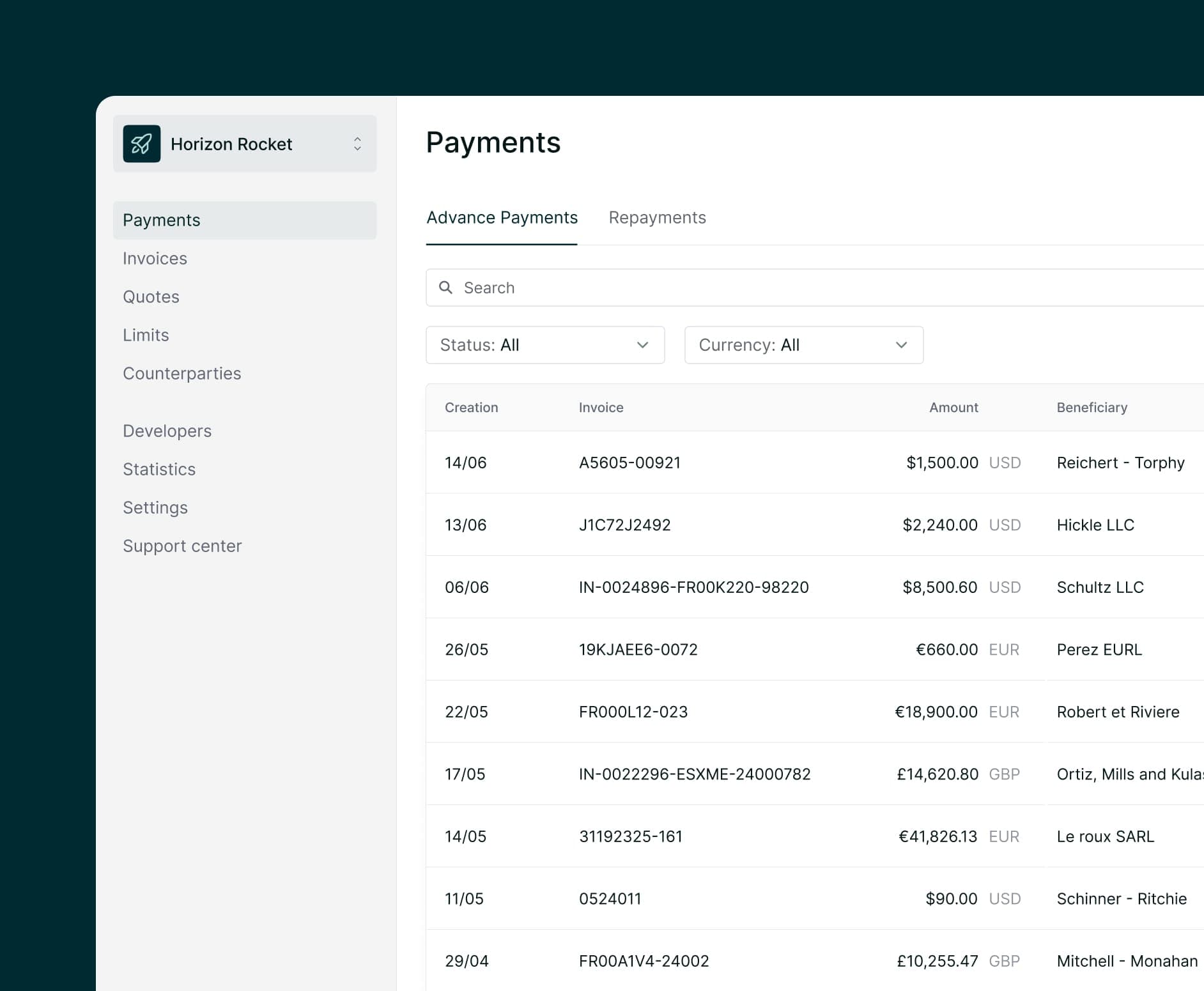 Payments Infrastructure - Aria